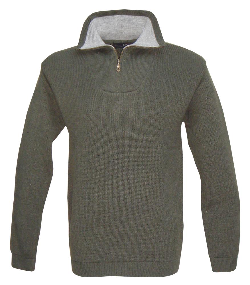 PULL COL ZIP CAMIONNEUR KAKI - KALAHARI | Terres & Eaux